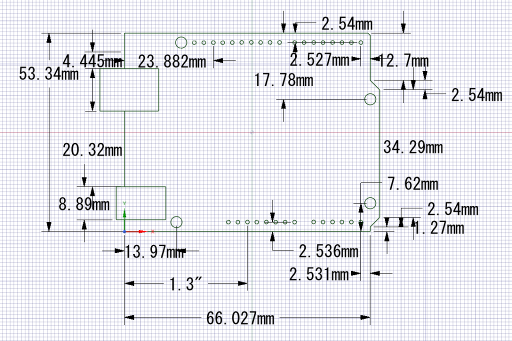 Arduino UNOの寸法（mm） | パソコン・スマホ備忘録